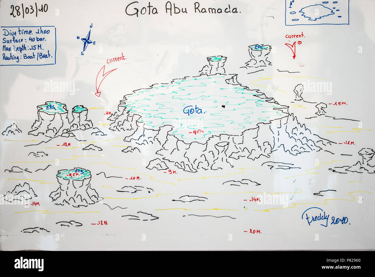 map of a dive, blackboard, Red Sea, Egypt Stock Photo - Alamy