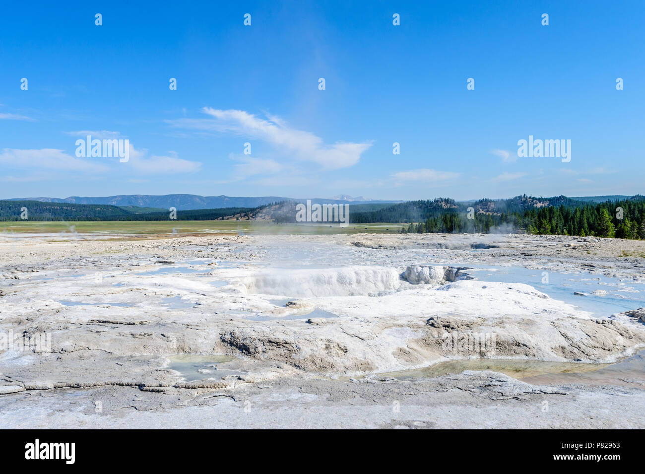 Smoking Geyser in Yellowstone Stock Photo - Alamy