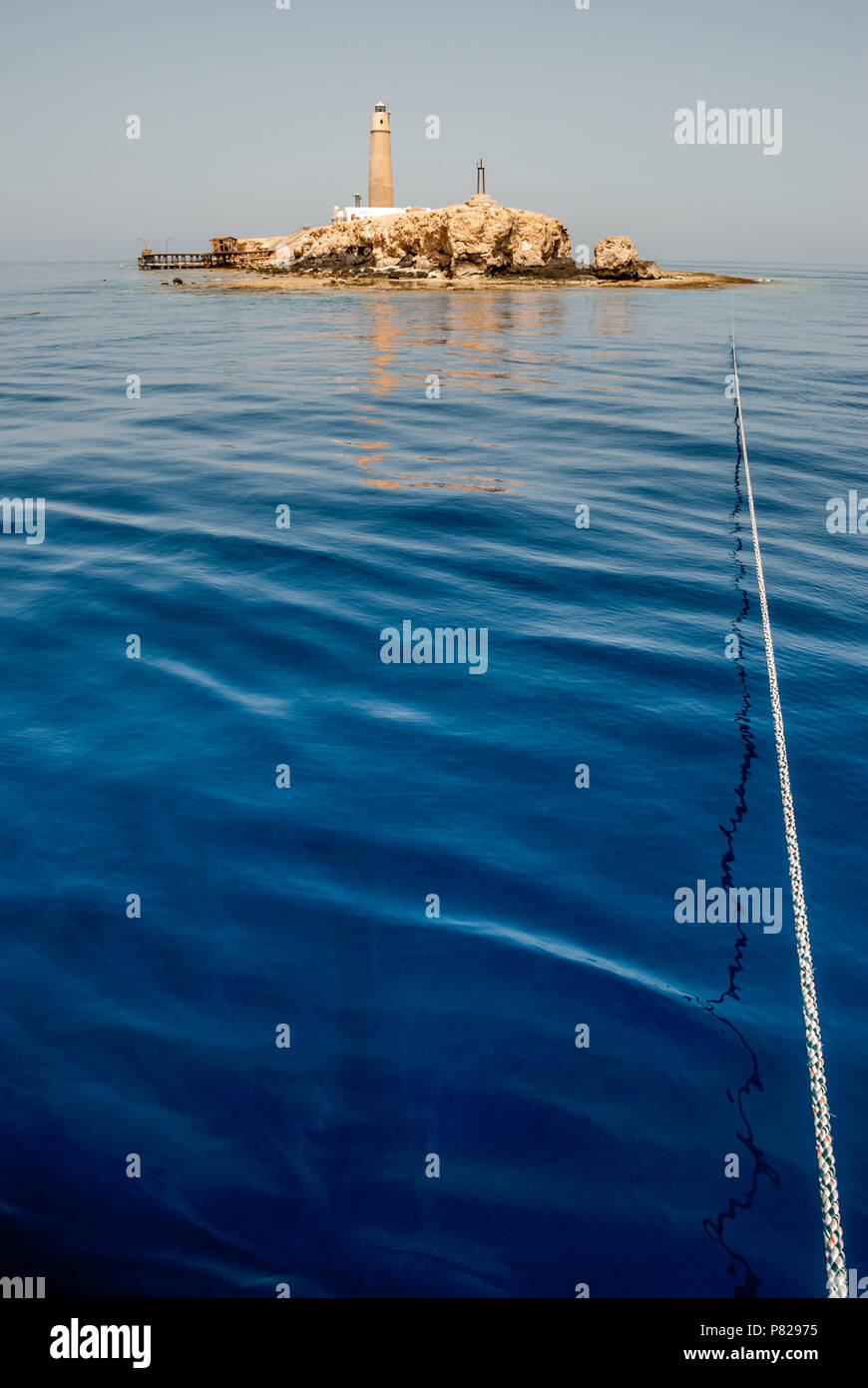 rope to the boat, big rother Island, Red Sea, Egypt Stock Photo - Alamy