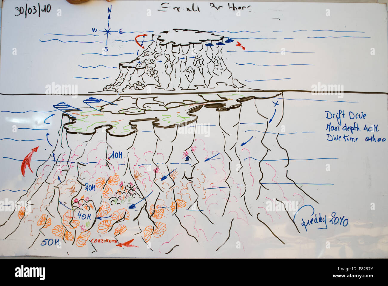map of a dive, blackboard, red sea Stock Photo - Alamy