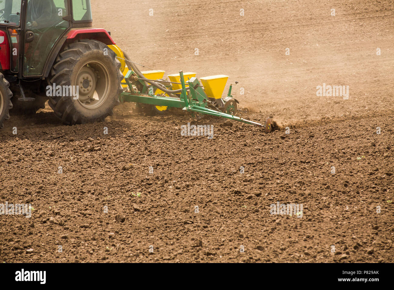 Farmer seeding, sowing crops at field. Sowing is the process of ...