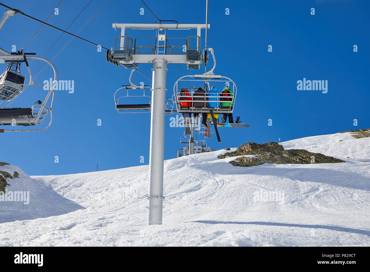 Ski lift on the Alps Stock Photo - Alamy
