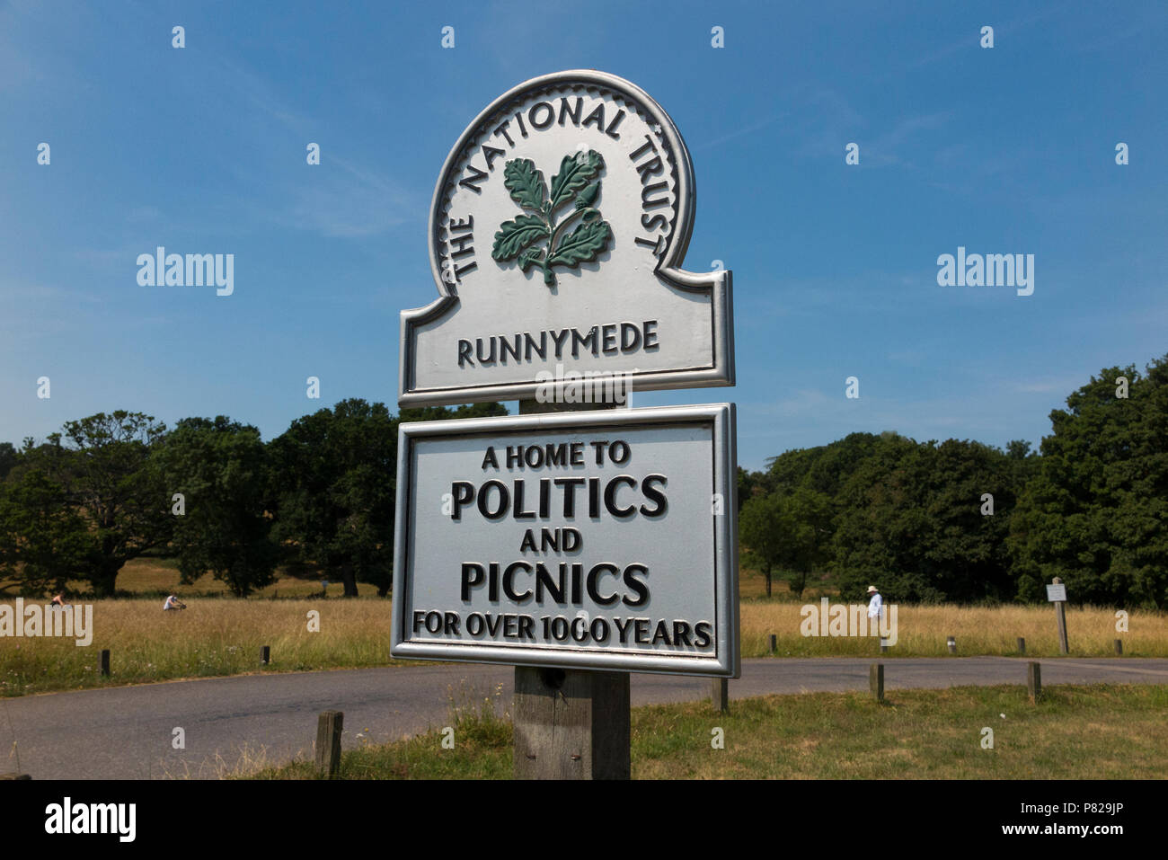 National Trust sign / signpost / post; Runnymede, Surrey. UK. Runnymede ...
