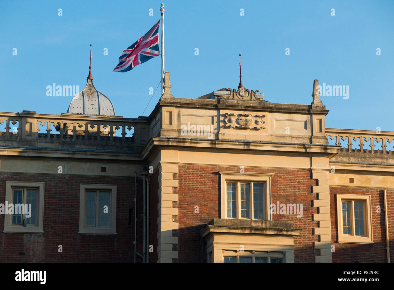 The rear / back of Kneller Hall complete with Union flag flying,& flag ...