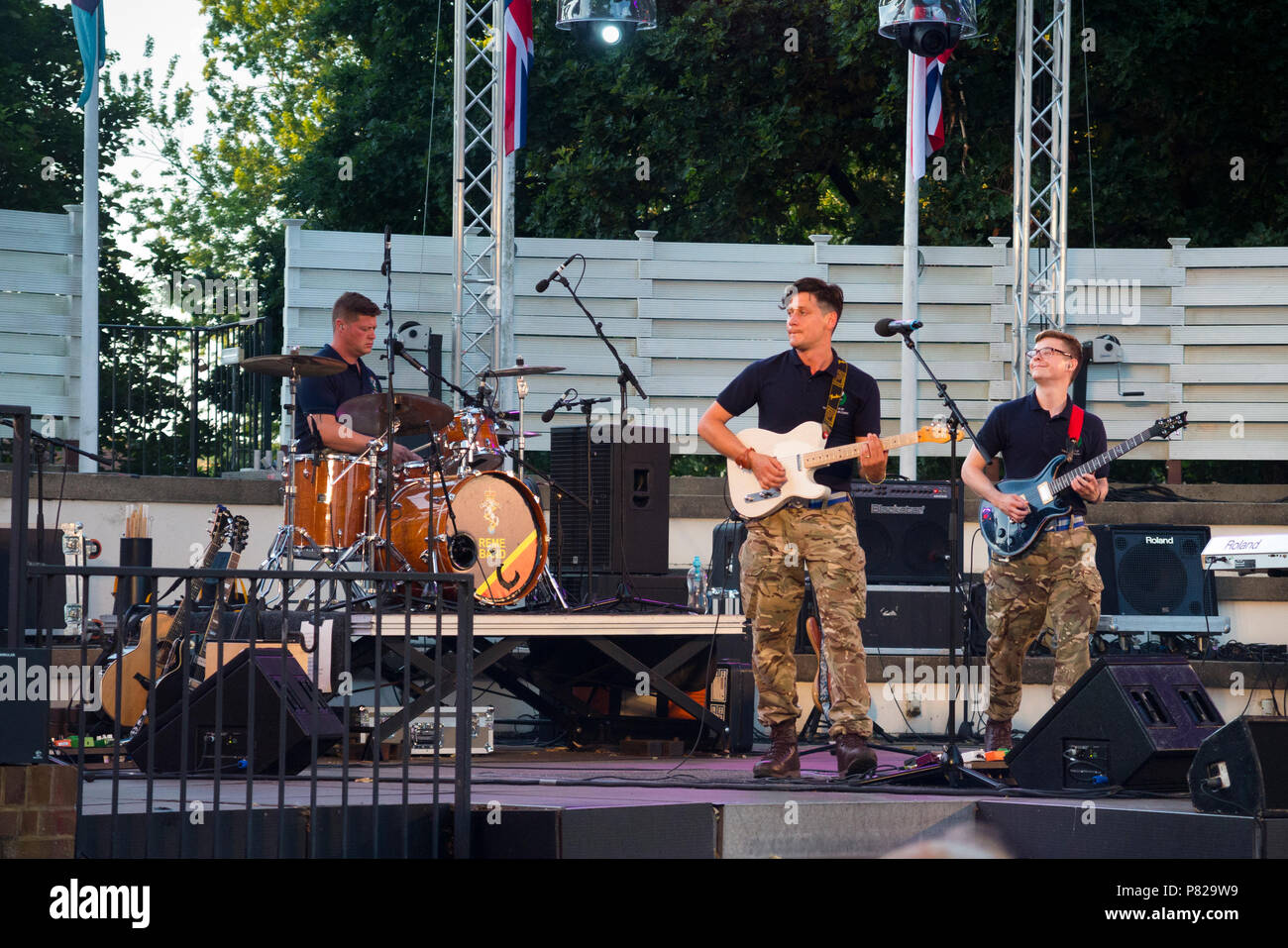 Band made up of British Army soldiers play at live summer music concert ...