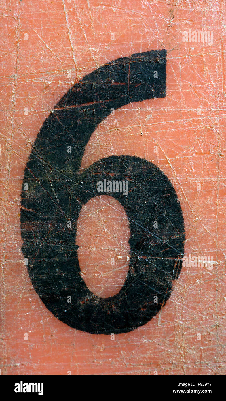 Written Wording in Distressed State Typography Found Number Six 6 Stock ...