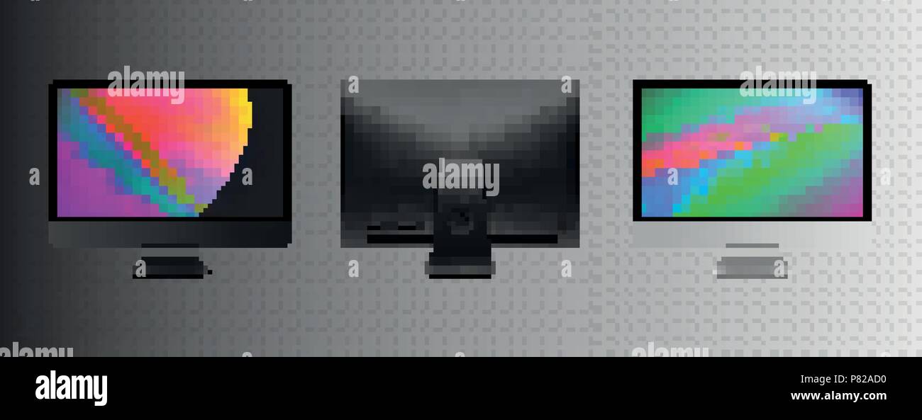 Stock vector illustration realistic set personal professional desktop ...