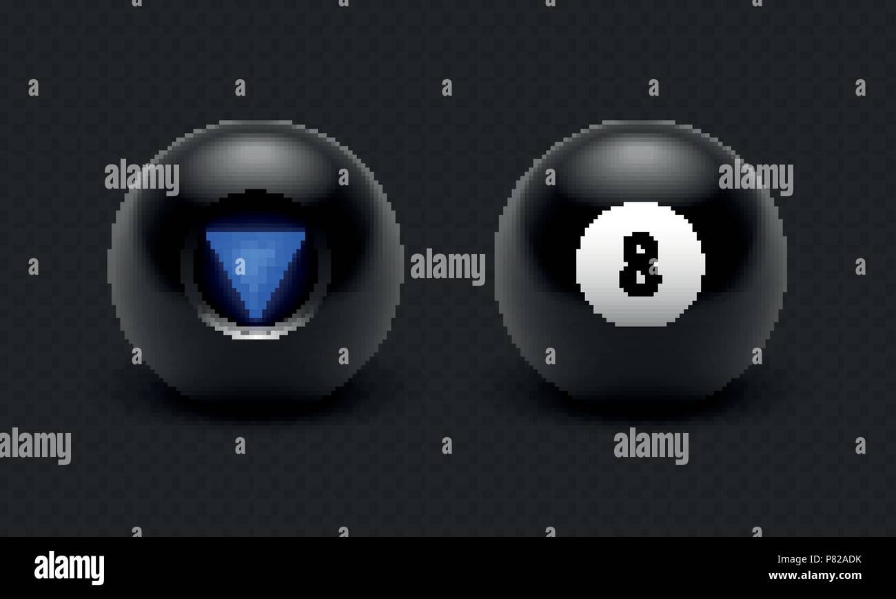 Vector illustration Magic 8 ball set. Eight. Isolated on a transparent ...