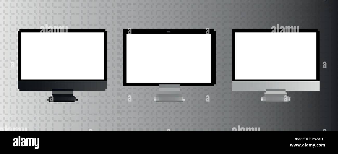 Stock vector illustration realistic set personal professional desktop ...