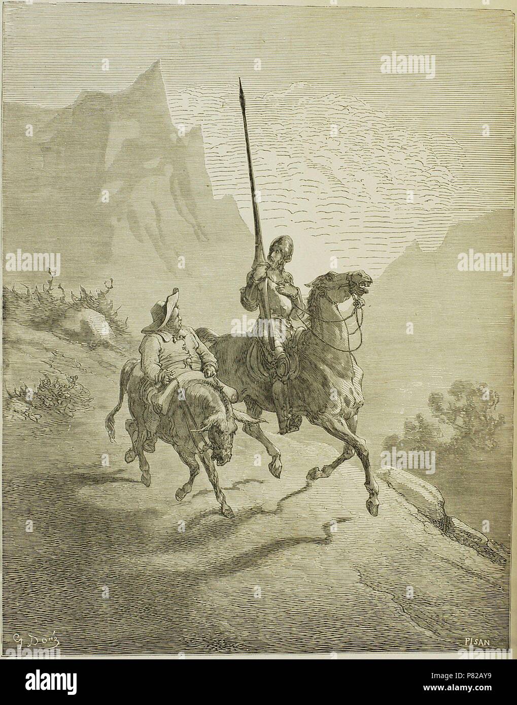 Illustration to the book "Don Quixote de la Mancha" by M. de Cervantes ...