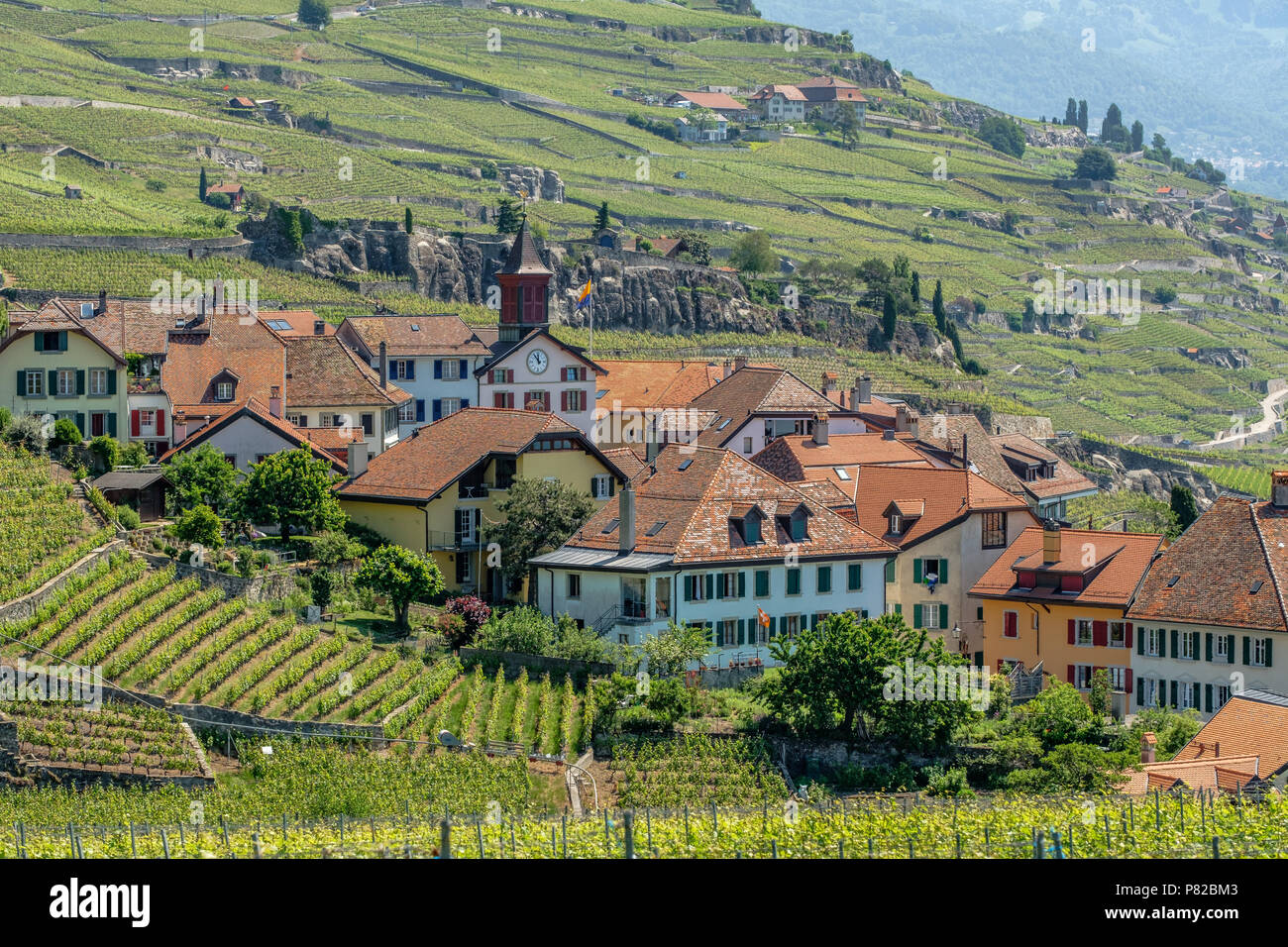 View on a little winery village called Rivaz, in the beautiful Lavaux ...