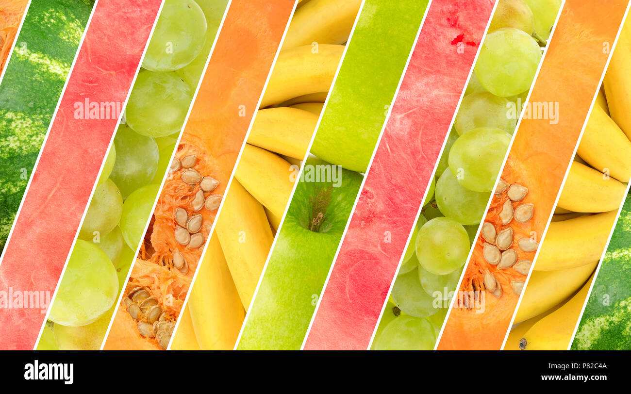 Wide collage of variety fruits and vegetables. Concept food Stock Photo ...