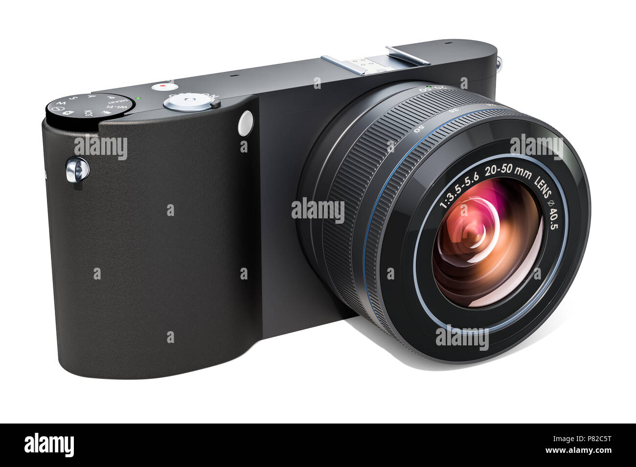 Black digital camera, mirrorless interchangeable-lens camera. 3D ...