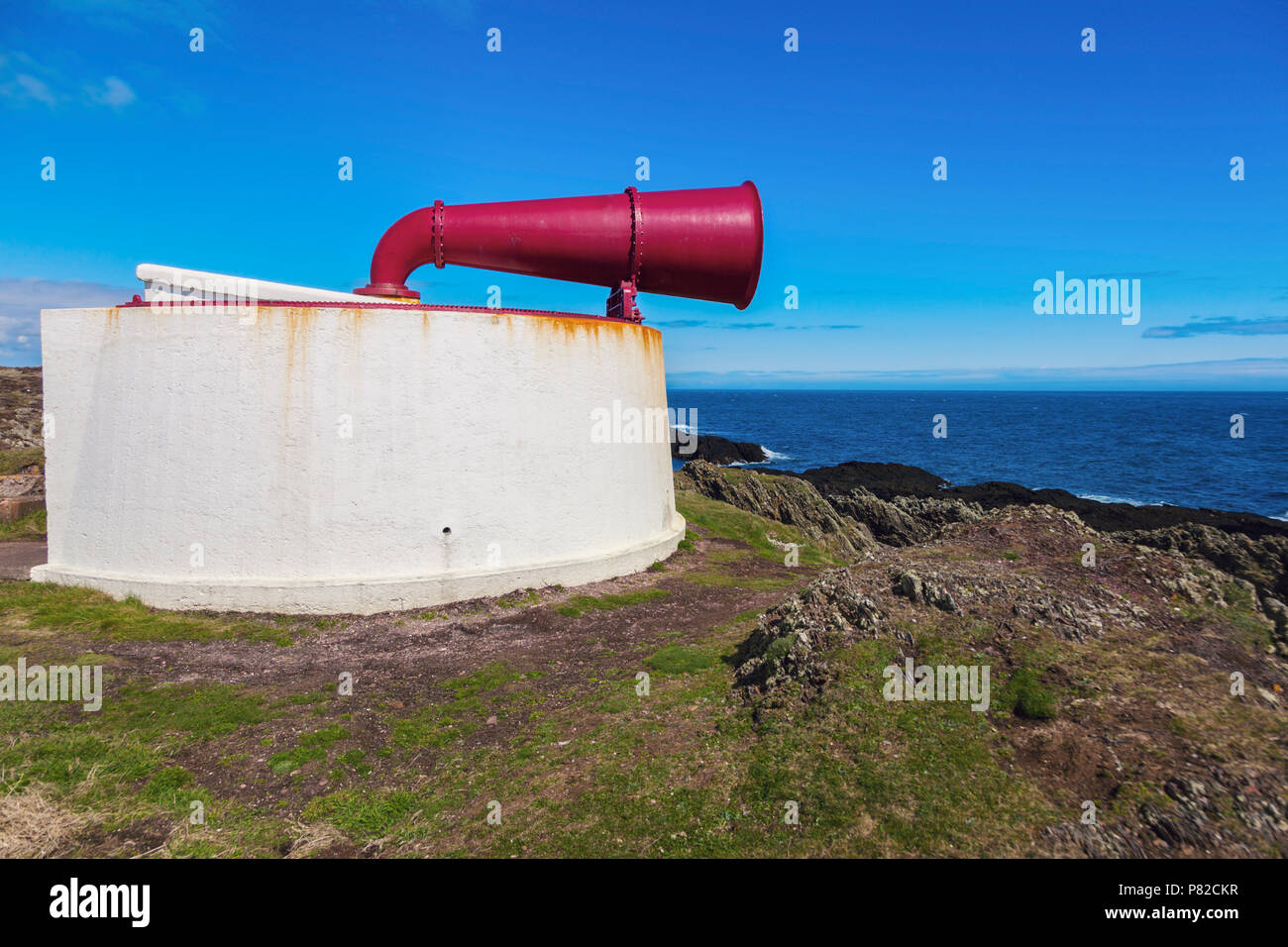Foghorn by the Lighthouse on Isle of Man. Isle of Man Stock Photo - Alamy