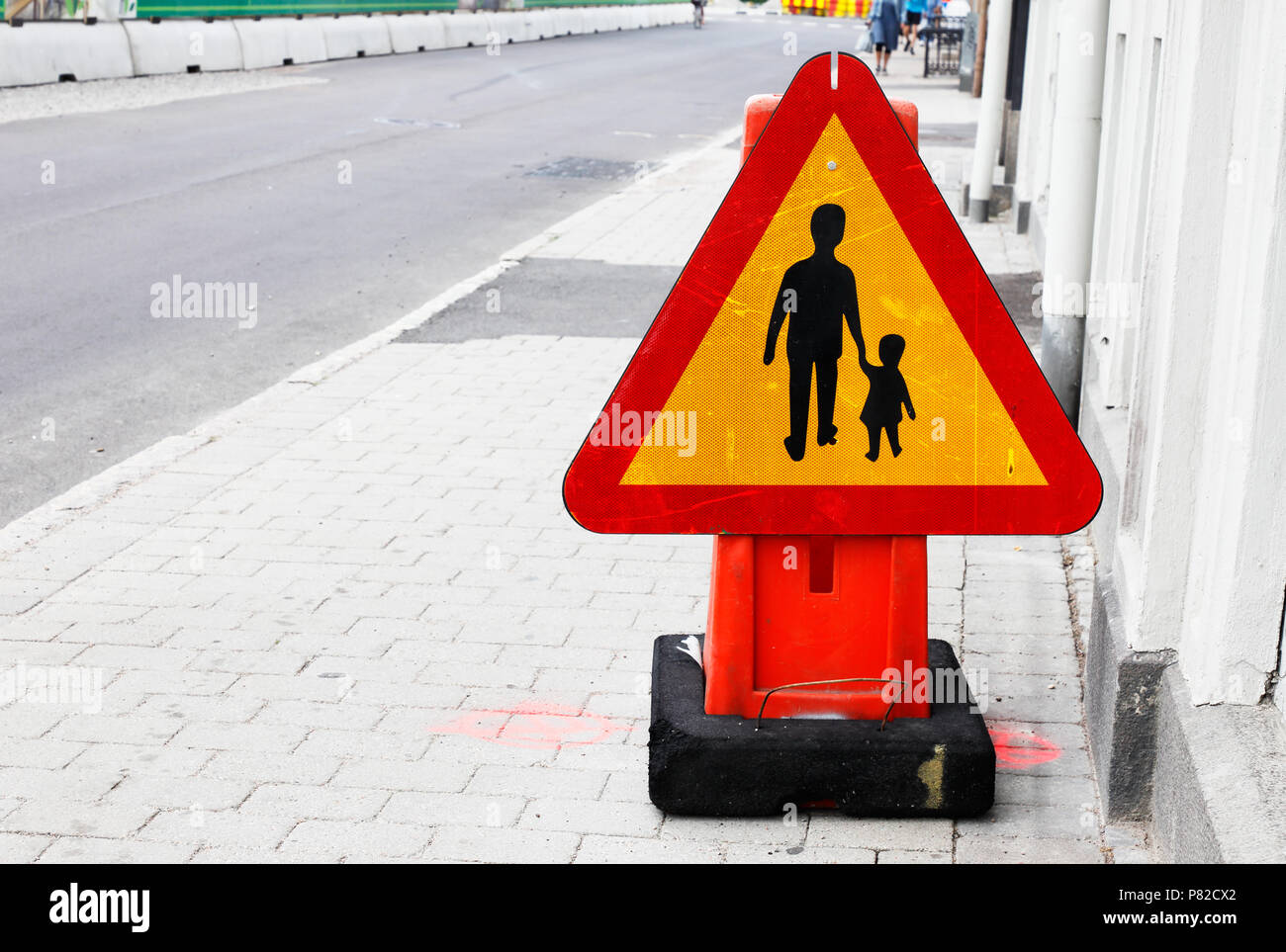 Adult child warning road sign hi-res stock photography and images - Alamy