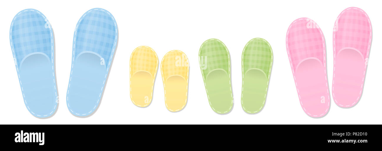 Slippers family set for parents and children - illustration on white ...
