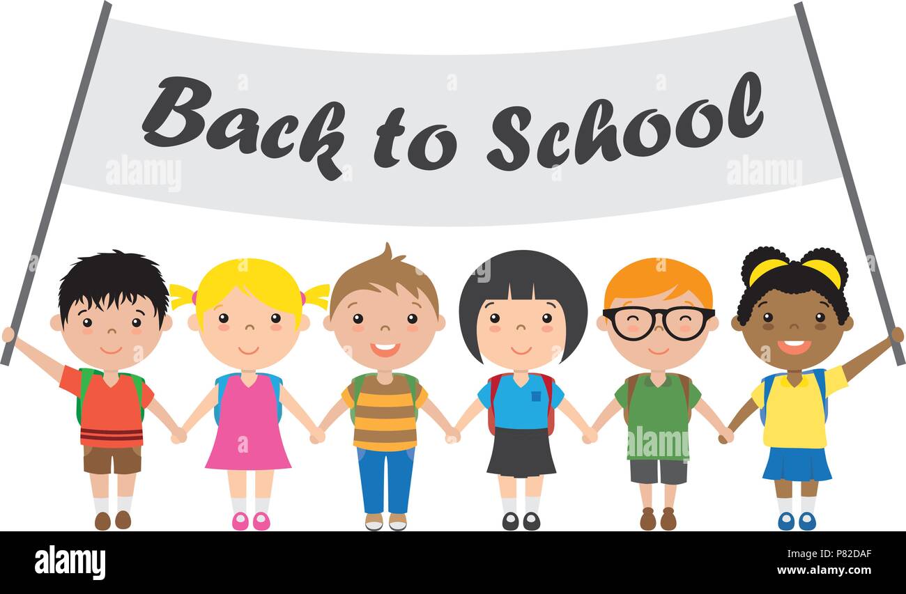 School Kids Holding Hands Clip Art