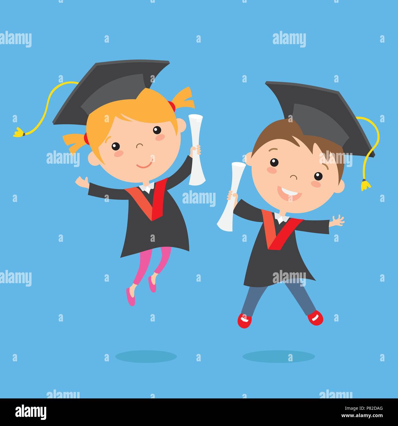 graduation children. vector isolated Stock Vector Image & Art - Alamy
