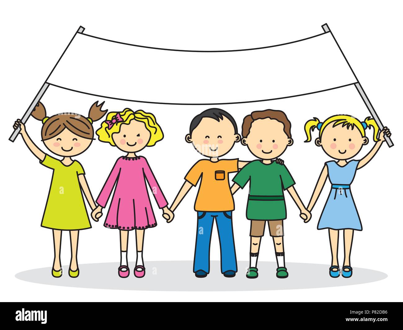 group of children with poster. space for text Stock Vector Image & Art ...