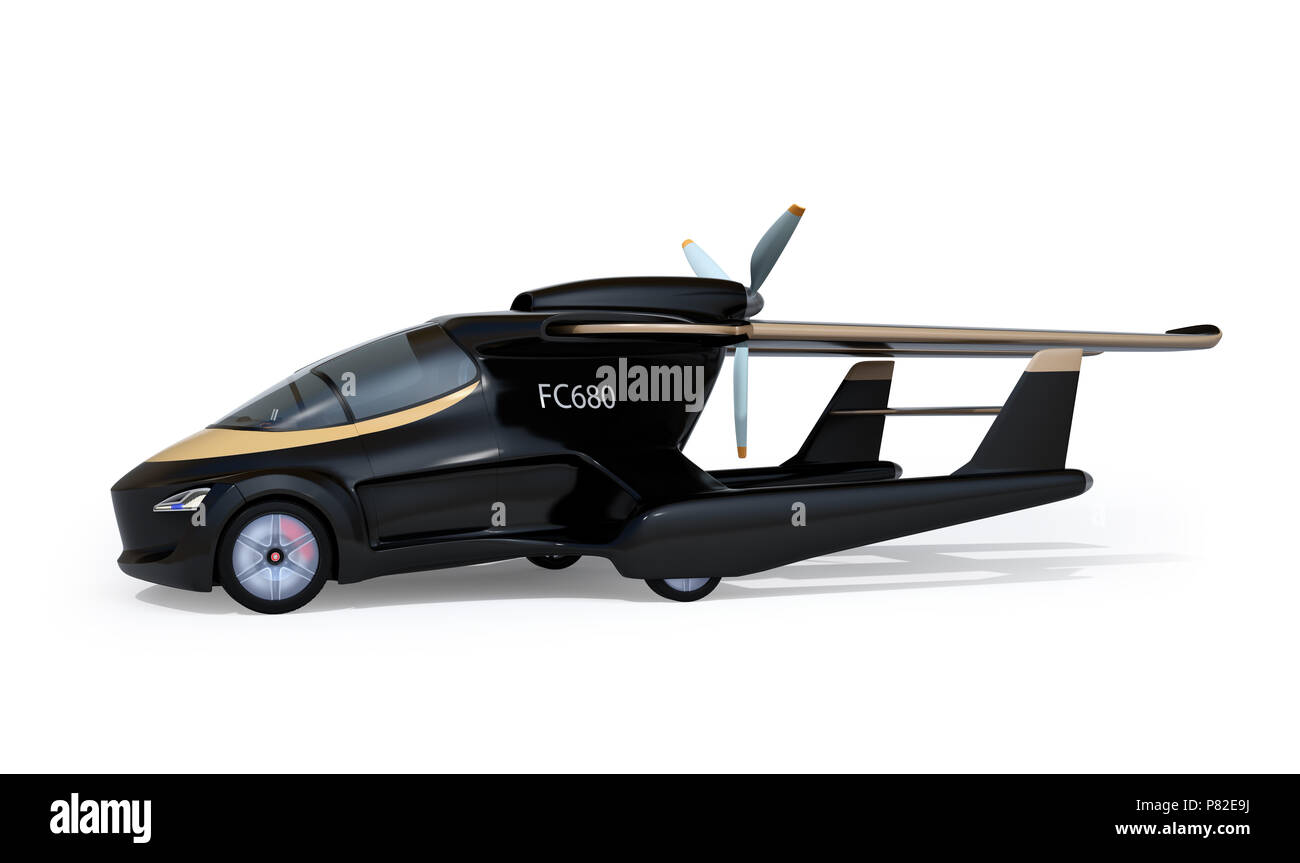 Futuristic autonomous car isolated on white background. The wings ...