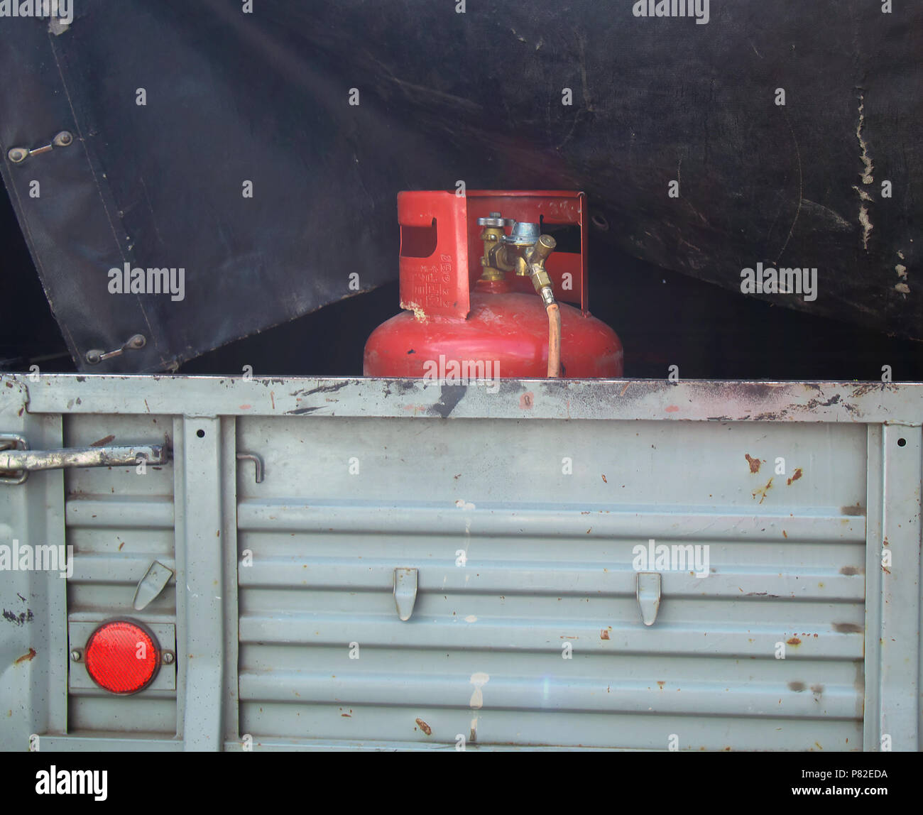 Portable gas cylinder in the truck body Stock Photo - Alamy