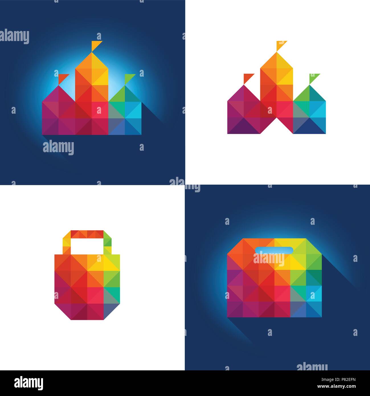 Colorful Polygon Shopping concept in vector format. Shopping bag and ...