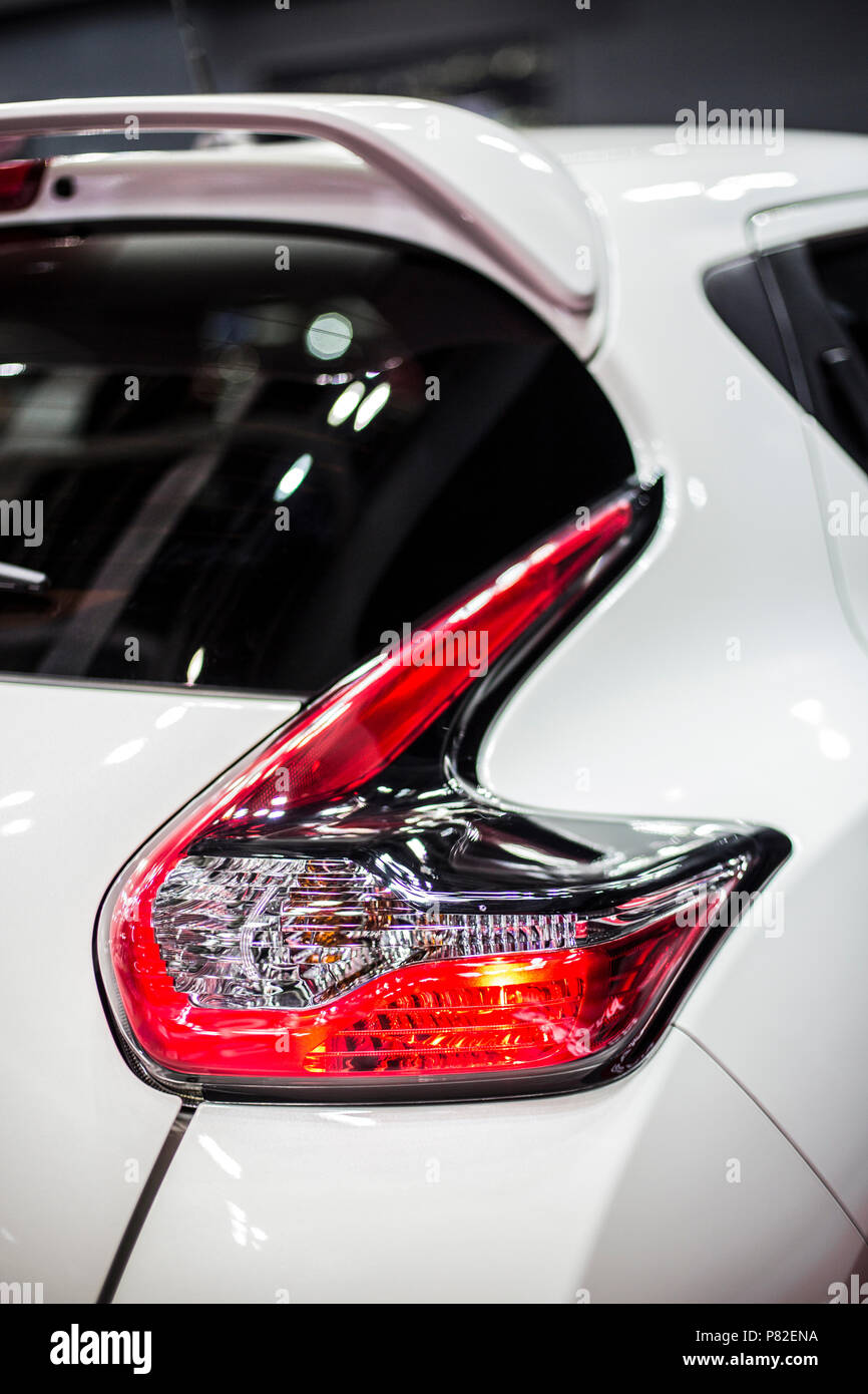 Rear stop light of modern white car Stock Photo - Alamy