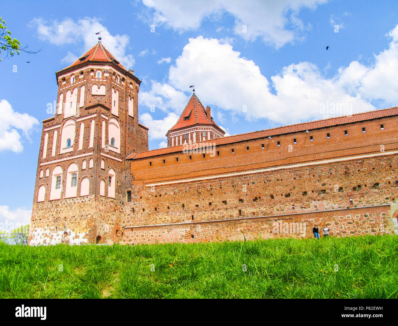 Mir, Belarus. Castle Complex Mir On Sunny Day with blue sky Background ...