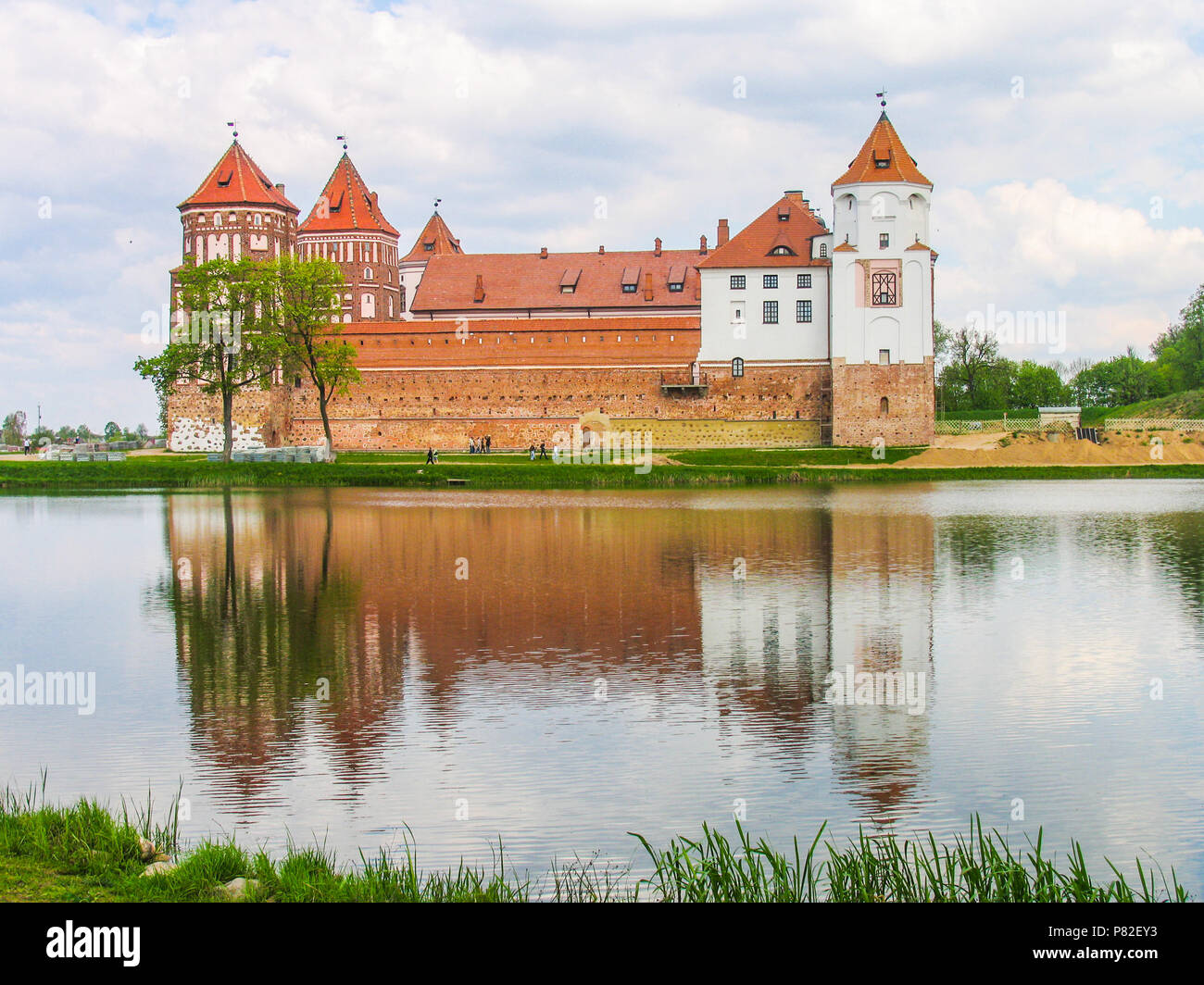 Mir, Belarus. Castle Complex Mir On Sunny Day with blue sky Background ...