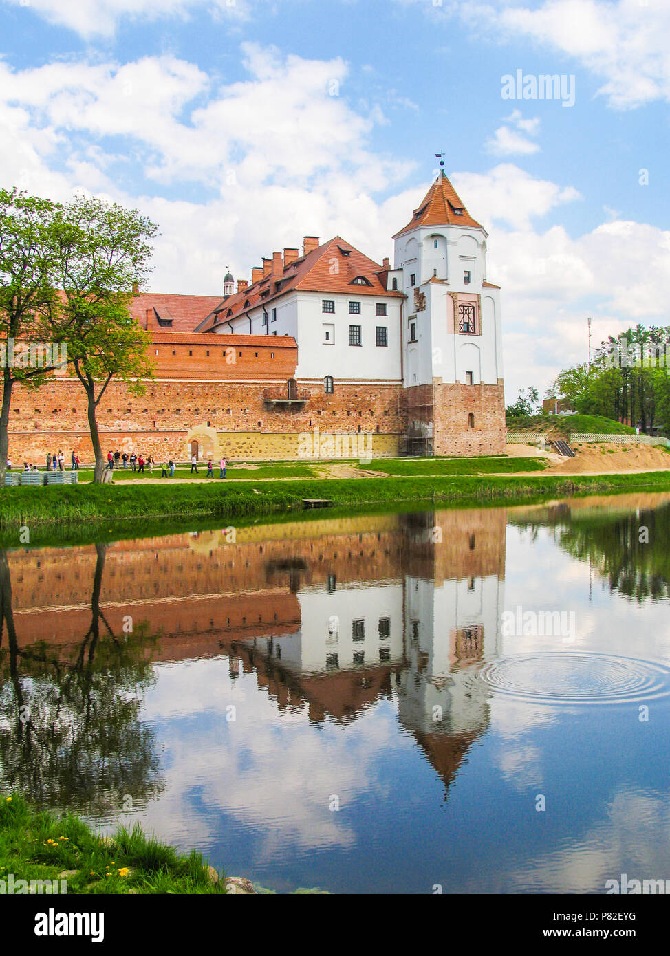 Mir, Belarus. Castle Complex Mir On Sunny Day with blue sky Background ...