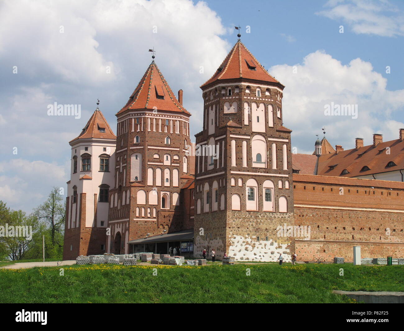 Mir, Belarus. Castle Complex Mir On Sunny Day with blue sky Background ...