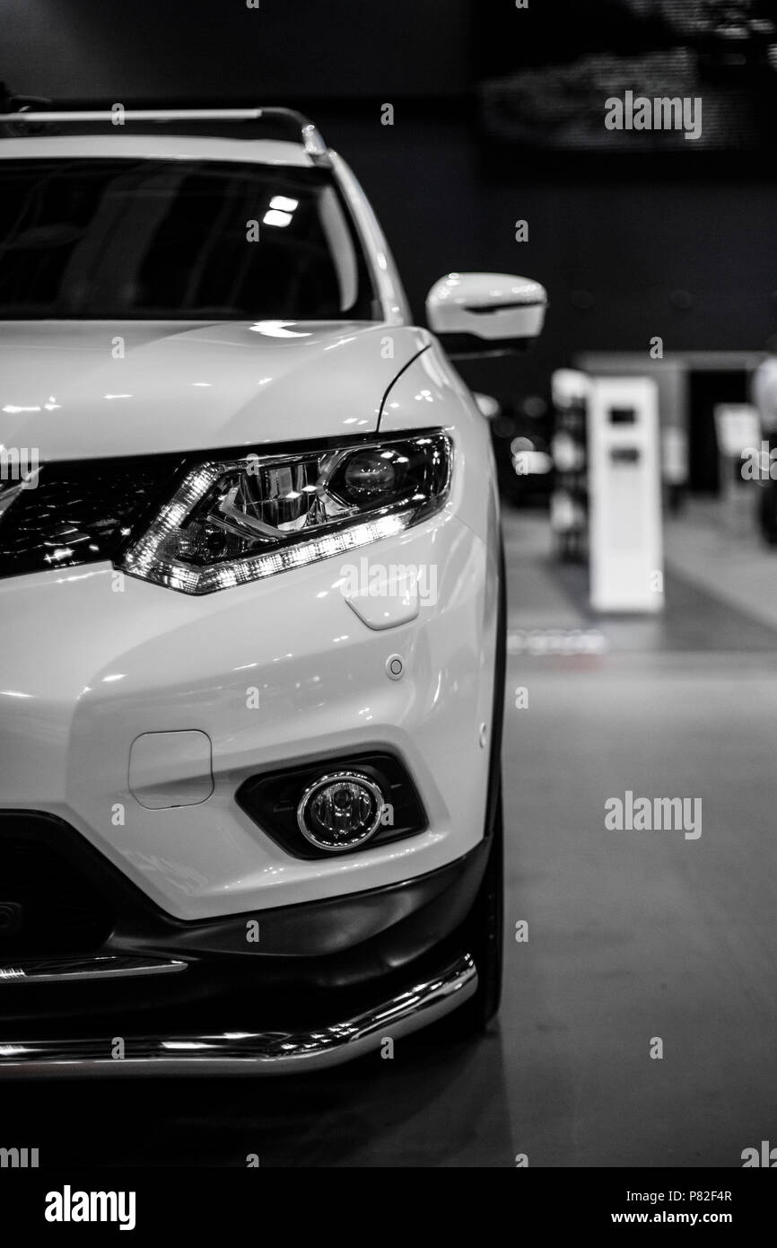 headlight of SUV or crossover modern car with led and xenon optics ...