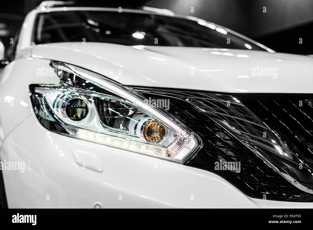 headlight of modern car with led and xenon optics Stock Photo - Alamy