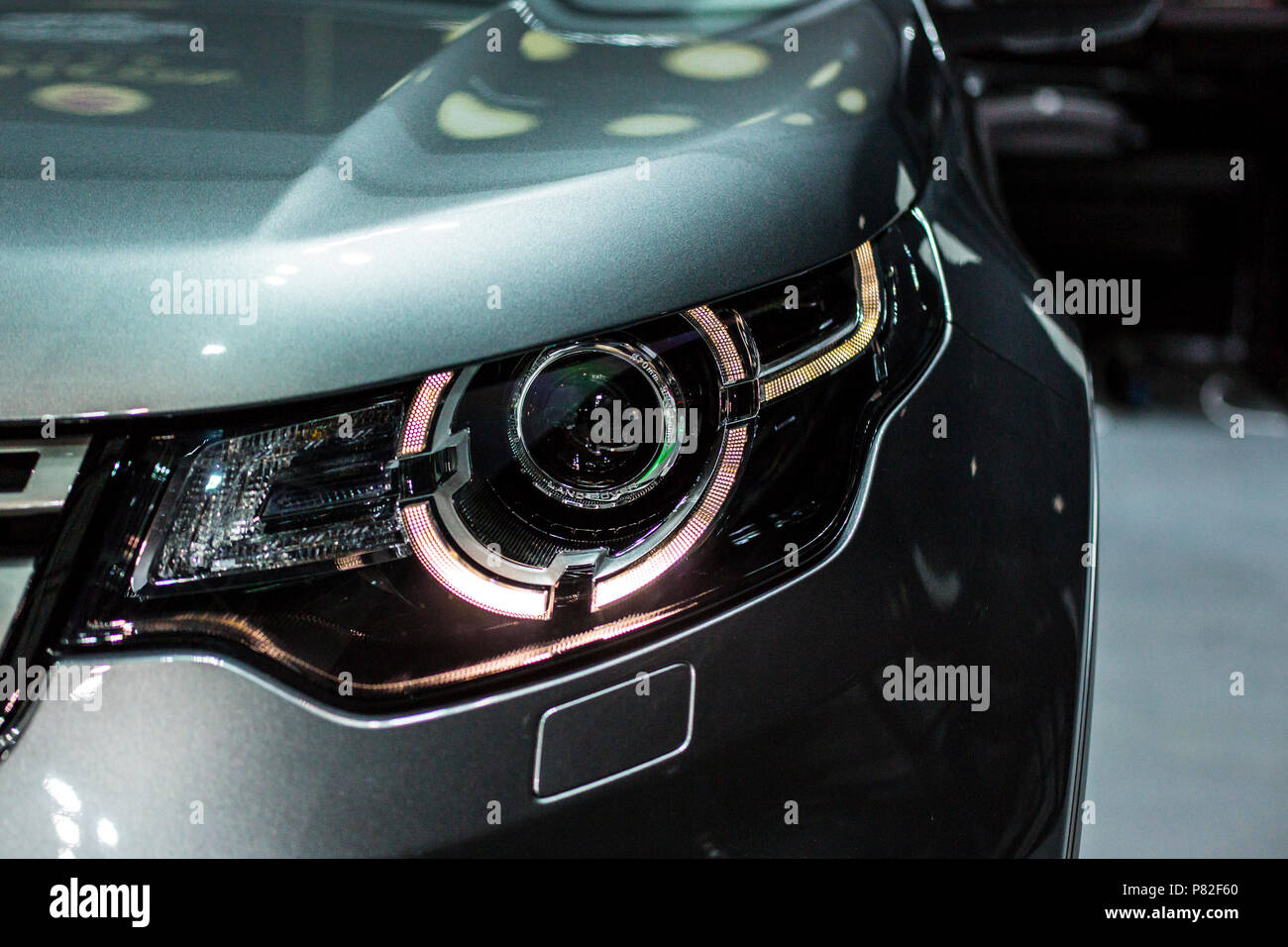 headlight of modern crossover SUV sport car with led and xenon optics ...