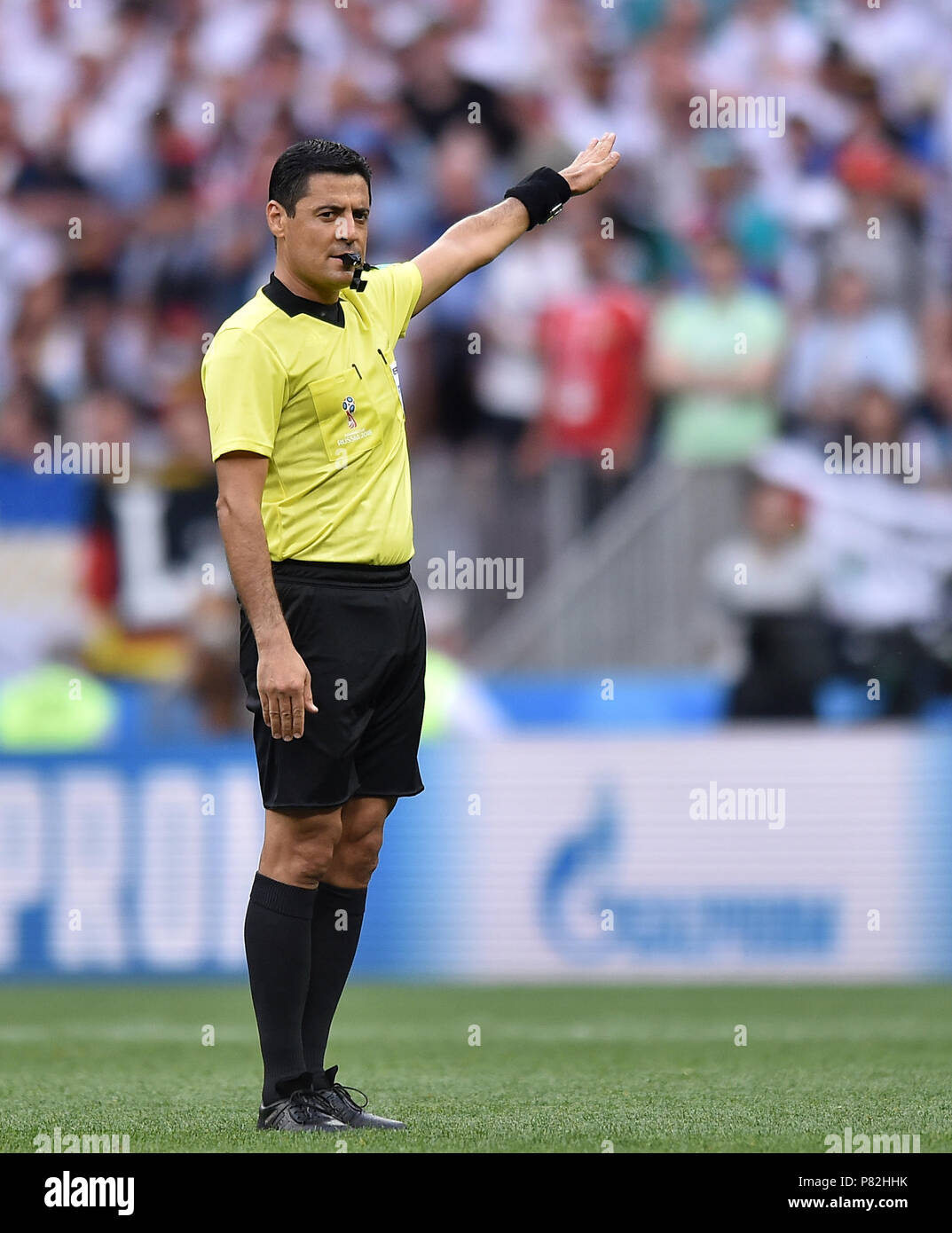 MOSCOW, RUSSIA - JUNE 17: Referee Alireza Faghani reacts during the ...