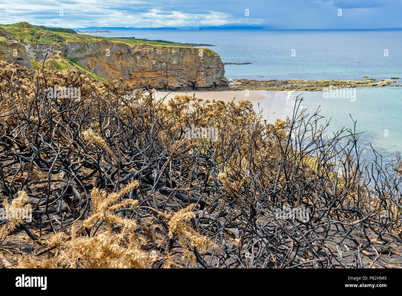 HOPEMAN MORAY SCOTLAND HEADLAND BEACH AND SEA SHOWING EXTENSIVE ...