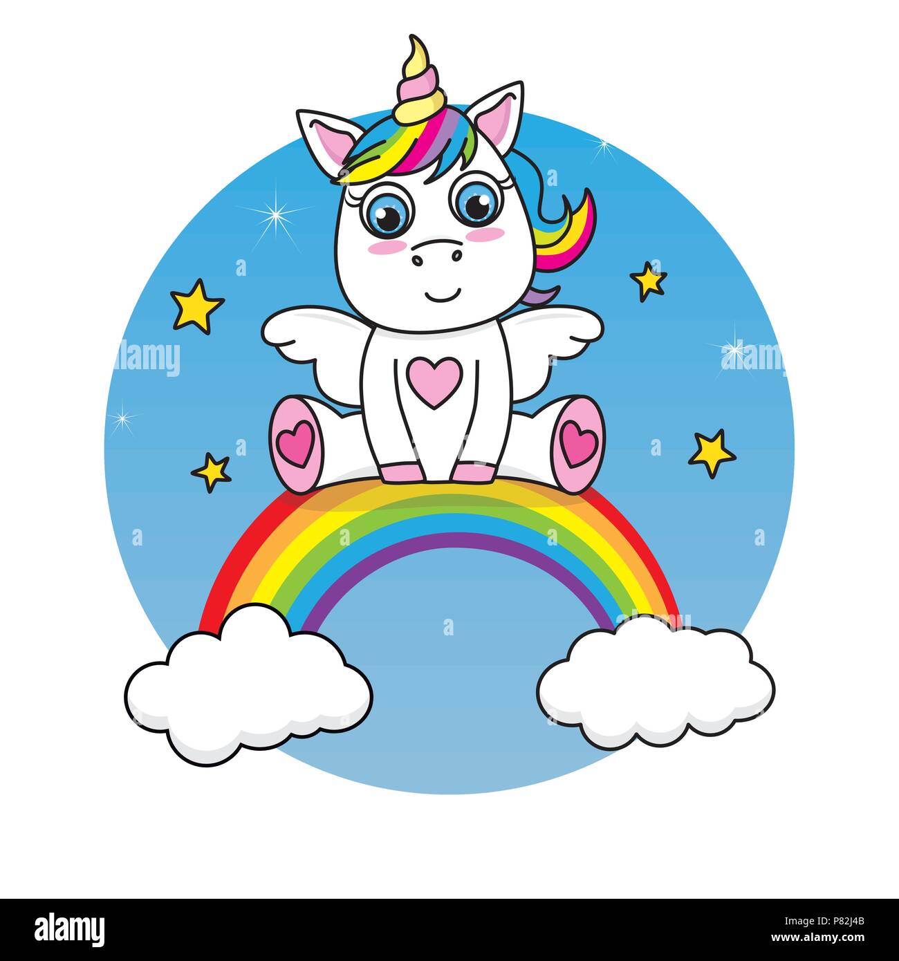 Cute baby unicorn sitting Cut Out Stock Images & Pictures - Alamy