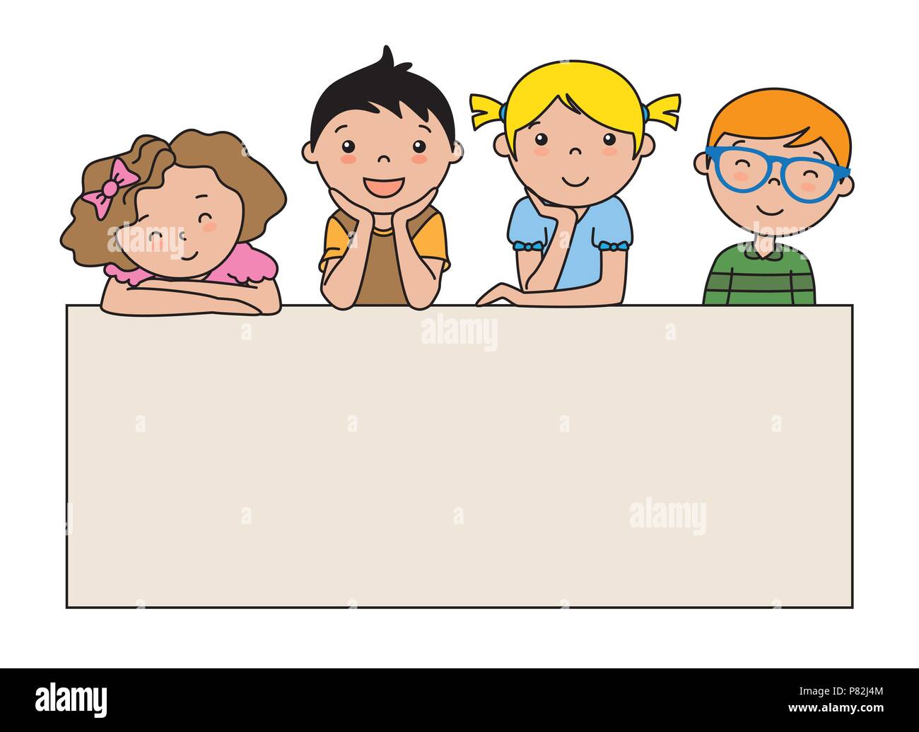 group of children with poster. space for text Stock Vector Image & Art ...