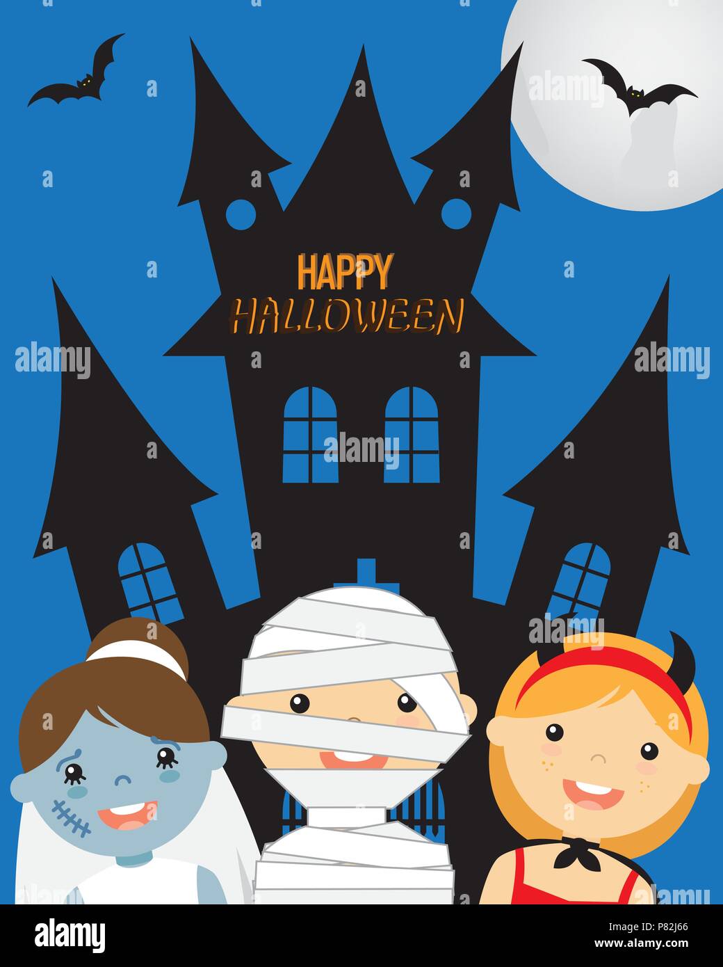 Happy halloween children dressed Stock Vector Images - Alamy