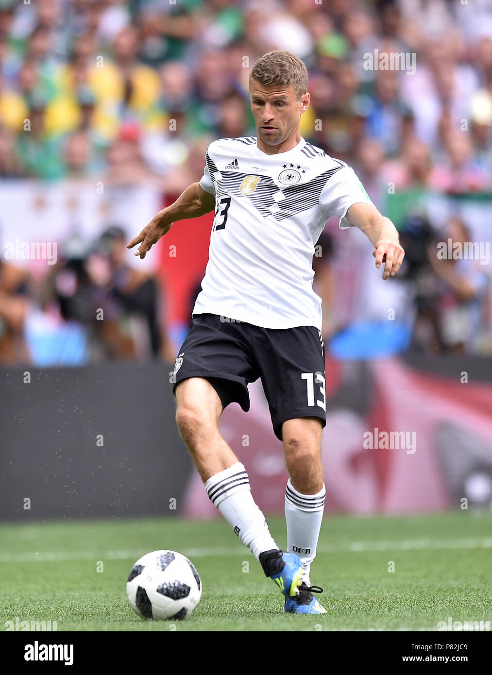 MOSCOW, RUSSIA - JUNE 17: Thomas Mueller of Germany in action during ...