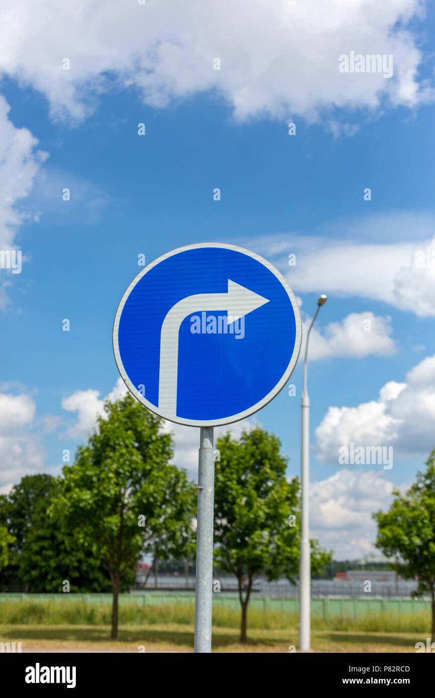 Turn right road sign Stock Photo - Alamy