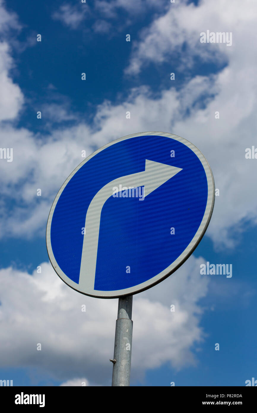 Turn right road sign Stock Photo - Alamy