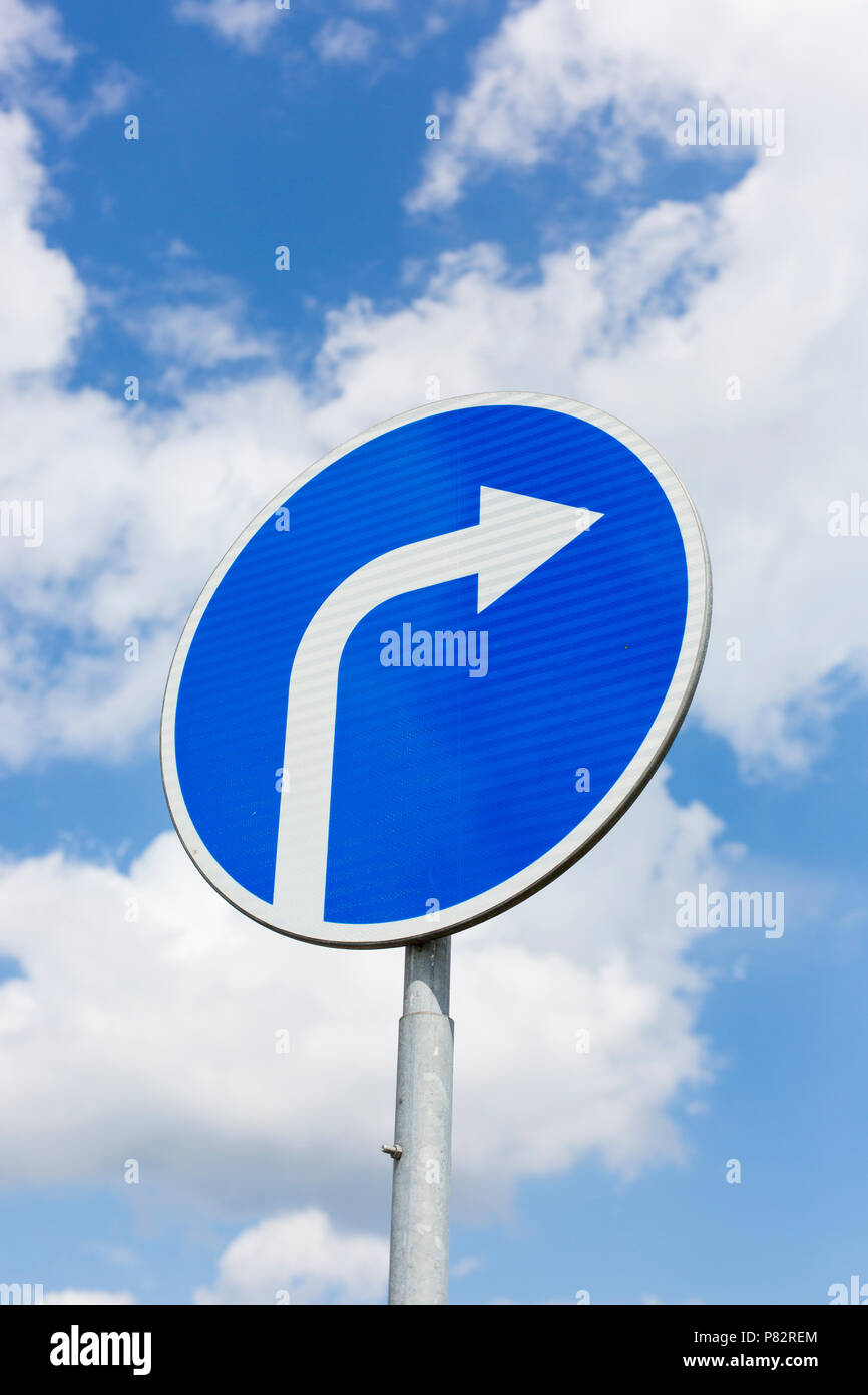 Turn right road sign Stock Photo - Alamy