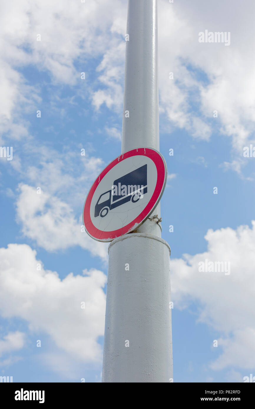 Driving prohibited for trucks road sign Stock Photo - Alamy