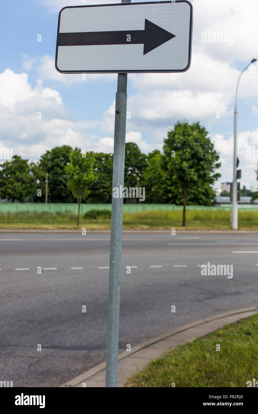 turn right the road sign Stock Photo - Alamy