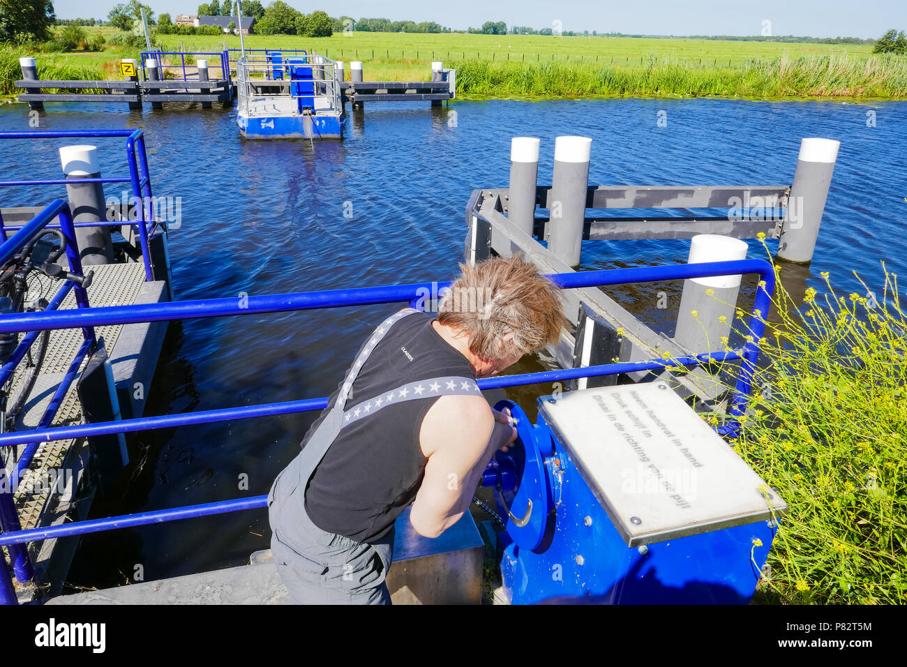 small bicycle ferry in 'het groene hart', Holland Stock Photo - Alamy