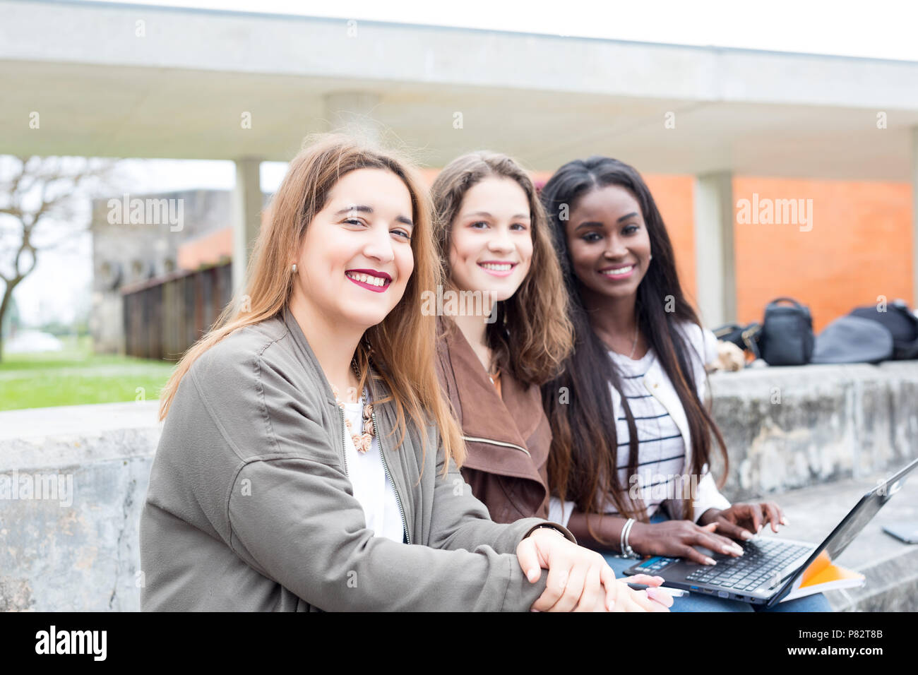 Group multi ethnic young students at the university campus Stock Photo ...