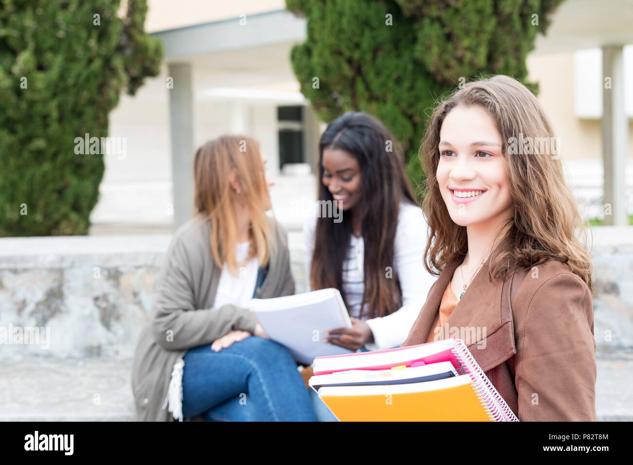 Group multi ethnic young students at the university campus Stock Photo ...