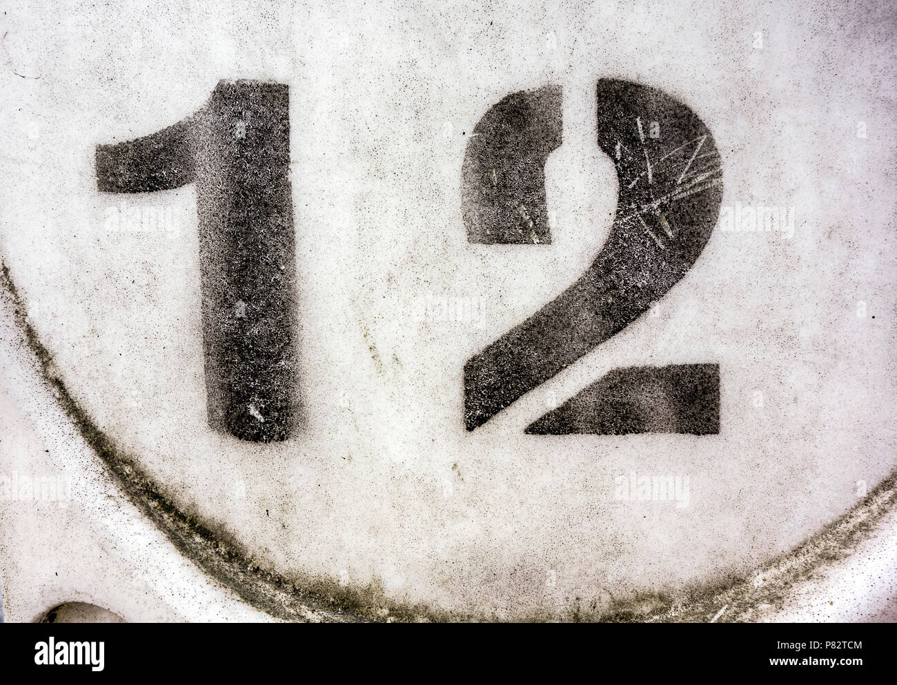 Written Wording in Distressed State Typography Found Number 12 Twelve ...