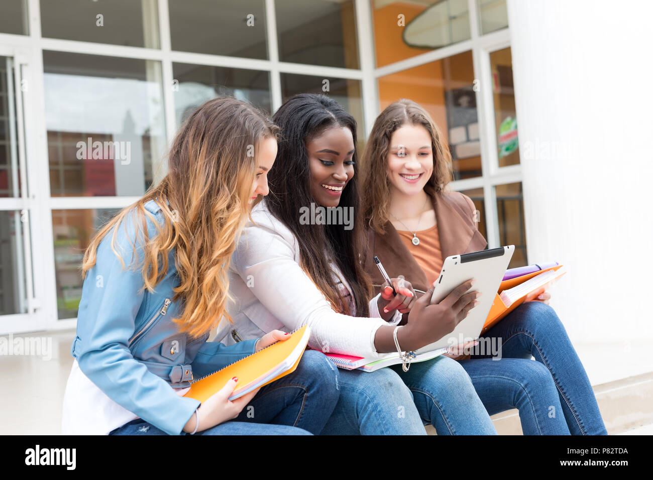 Group multi ethnic young students at the university campus Stock Photo ...